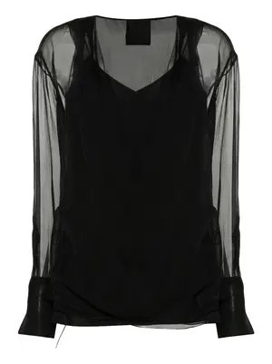 Givenchy Long-sleeve Wrap Blouse - Black