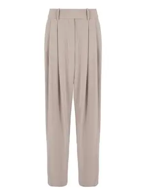 Giorgio Armani Washed Silk Two-pleat Trousers - Beige