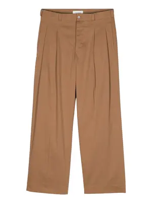 LANEUS Pleat-detailed Trousers - Brown