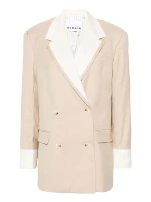 Remain Birger Christensen Two-tone Double-breasted Blazer - Neutrals