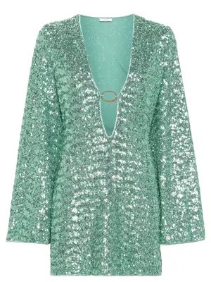 Oseree Sequinned Mini Dress - Green
