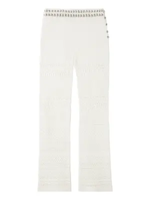 Rabanne Embellished Crocheted Straight-leg Pants - White
