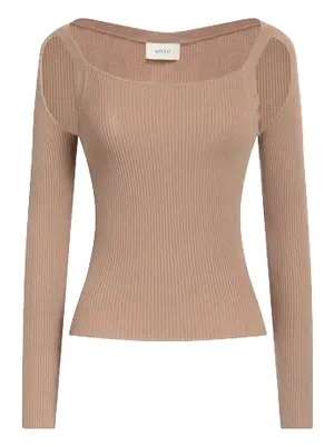 VICOLO Knitted Square Neck Top - Beige