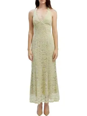 Bardot Evana Lace Midi Dress - Pale Khaki