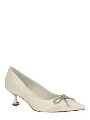Nine West Wendon Pointed Cap Toe Kitten Heel Pump - Ivory