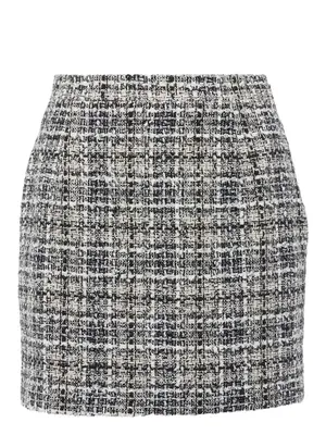 Alessandra Rich Checked Lamé Tweed Miniskirt - Black