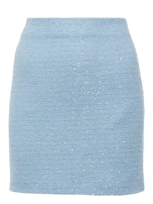 Alessandra Rich Sequined Tweed Miniskirt - Blue