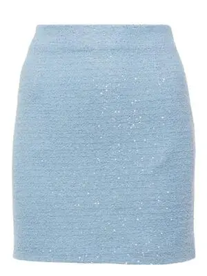 Alessandra Rich Sequined Tweed Miniskirt - Blue