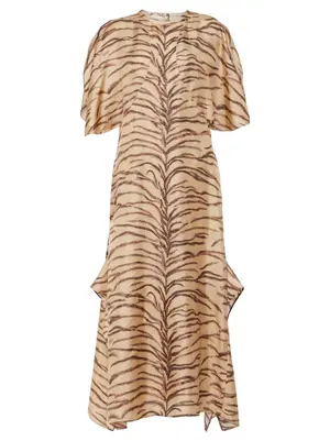 Stella McCartney Printed Silk Midi Dress - Beige