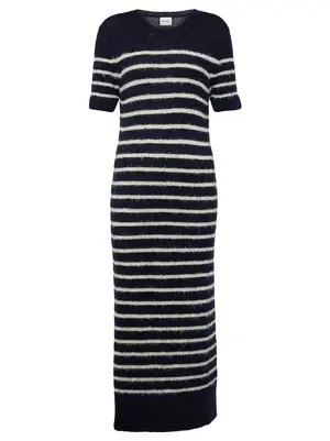 Khaite Helen Striped Silk And Cashmere Midi Dress - Multicoloured