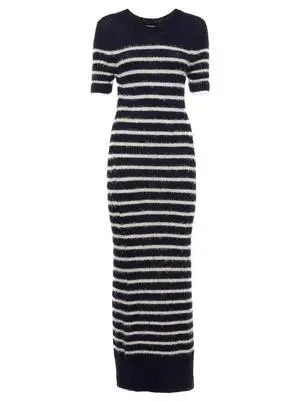 Khaite Helen Striped Silk And Cashmere Midi Dress - Multicoloured