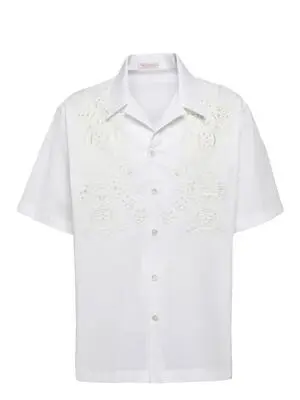 Valentino Garavani Embroidered Cotton Poplin Bowling Shirt - White