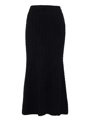 Alessandra Rich Cable-knit Wool Midi Skirt - Black
