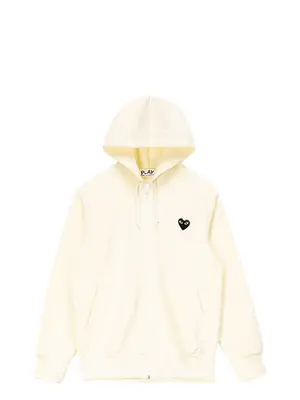 Play Comme Des Garcon Big Heart Zip Up Sweatshirt - Cream