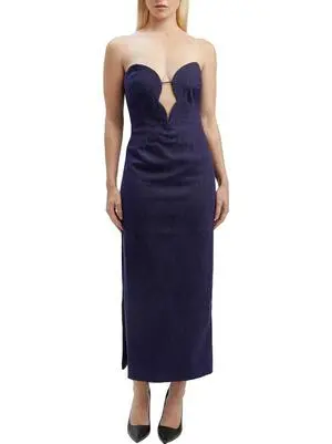 Bardot Eleni Strapless Denim Dress - Dark