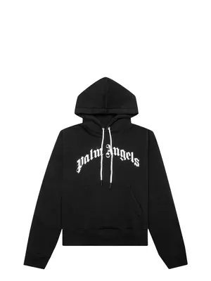Palm Angels Curved Logo Hooded Sweatshirt - Black