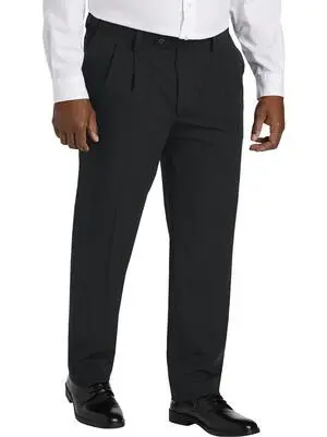OAK HILL BY DXL Easy Stretch Pleated Dress Pants Black