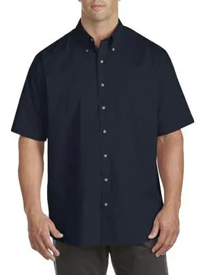 HARBOR BAY BY DXL Easy-care Solid Sport Shirt - Navy