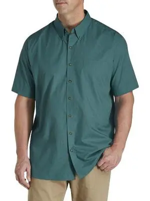 HARBOR BAY BY DXL Easy-care Solid Sport Shirt Rain Forest