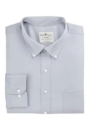 OAK HILL BY DXL Pinpoint Oxford Dress Shirt - Grey