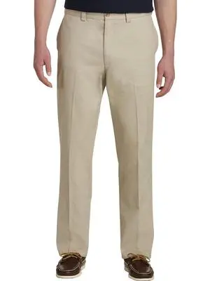 HARBOR BAY BY DXL Waist-relaxer Twill Pants - Khaki