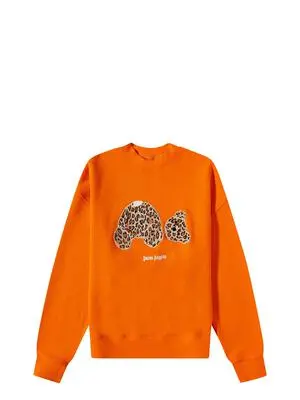 Palm Angels Leopard Bear Crewneck - Orange