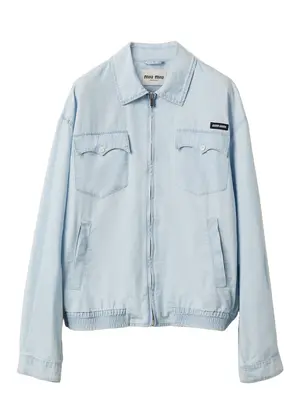 Miu Miu Chambray Blouson Jacket - Light Blue