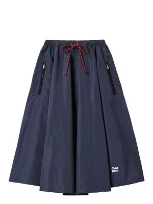 Miu Miu Technical Fabric Flared Skirt - Navy