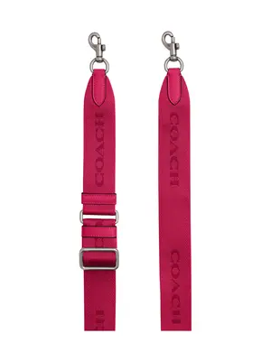 COACH Tonal Signature Webbing Strap Silver/dragonfruit