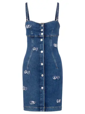 Moschino Appliquéd Denim Minidress - Blue