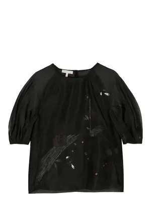 Shiatzy Chen Floral-print Organza Blouse - Black