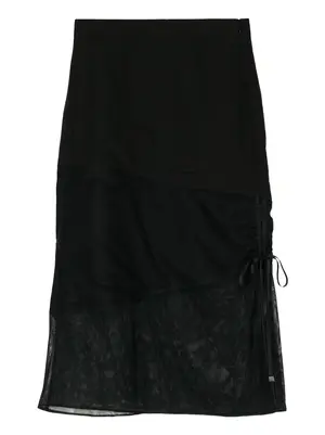 Shiatzy Chen Panelled Wool Midi Skirt - Black