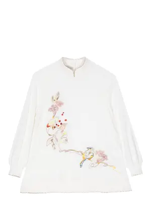 Shiatzy Chen Floral-embroidered Jumper - Neutrals