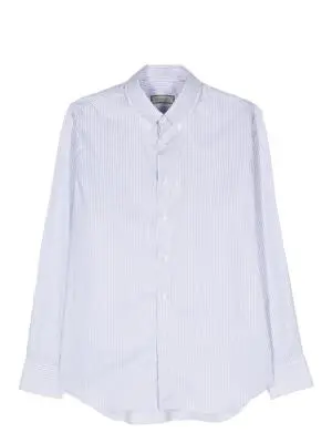 Canali Striped Cotton Shirt - Blue
