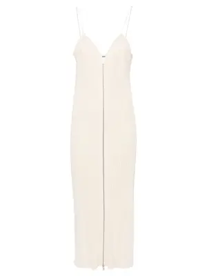 JIL SANDER Ribbed-knit Cotton Maxi Dress - Neutrals