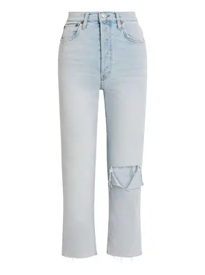 RE/DONE 70s Stove Pipe Cropped Jeans - Light Denim