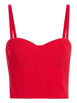 Alice + Olivia Adara Cropped Bustier Top - Red