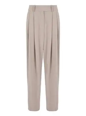 Giorgio Armani Washed Silk Trousers - Brown / Neutral