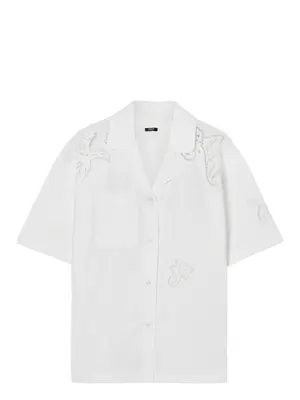 Versace Broderie Anglaise Cotton-poplin Shirt - White