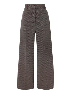 Victoria Beckham Alina Wool-jacquard Flared Pants - Brown