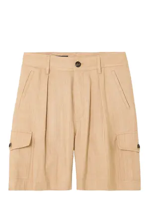 Loro Piana Pleated Textured-silk Cargo Shorts - Neutrals