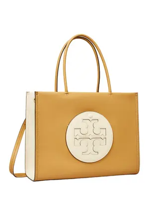 Tory Burch Small Ella Bio Color-Block Tote Ginger Shortbread Mix