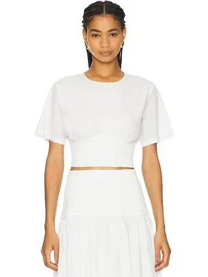 Simkhai Adair Crewneck Crop Top - White