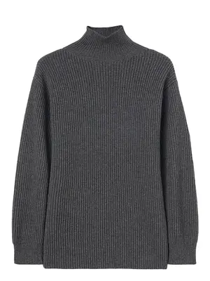 JIL SANDER Ribbed High-neck Jumper - Grey