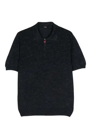 Kiton Mélange Fine-knit Polo Shirt - Blue
