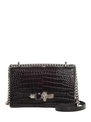 Alexander McQueen Embellished Leather Shoulder Bag - Black/black