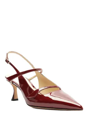 ALEXANDRE BIRMAN Tita Mid-Heel Slingback Pumps Cherry Lacquer