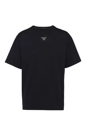 Prada Triangle-logo Cotton T-shirt - Black