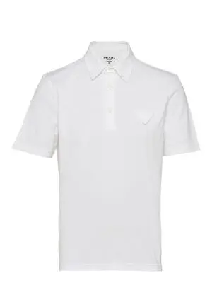 Prada Logo-patch Cotton Polo Shirt - White