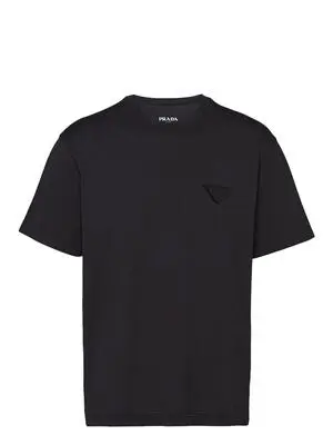 Prada Logo-patch Cotton T-shirt - Black